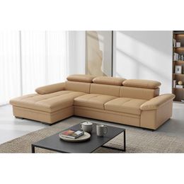Sit & More sit&more Ecksofa &raquo;Viola, Leder, L-Form, B: 260 cm, mit Armteil- und Kopfteilvertsellung&laquo; optional mit Schlaffunktion beige B/H/T: 260cm x 73cm x 174cm