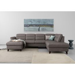 Sit & More sit&more Wohnlandschaft &raquo;Mellum U-Form&laquo; Federkern, wahlweise mit Schlaffunktion, Stauraum und Armteilfunktion grau 100% Polyester B/H/T: 306cm x 87cm 