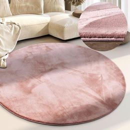 Villeroy & Boch Teppich &raquo;Leon&laquo; rund 15 mm H&ouml;he Langflor, Shaggy, einfarbig, flauschig, weich, gl&auml;nzend, modern, uni rosa Polyester &Oslash; 200cm 1 Stk., 15mm, &Oslash; 200cm