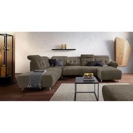 Home Affaire Wohnlandschaft &raquo;Manhattan U-Form&laquo; 2 Sitze mit elektrischer Relaxfunktion, verstellbare Armlehnen grau Luxus Microfaser2 (90% Polyester, 