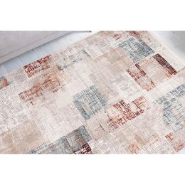 me gusta Teppich &raquo;Akropolis 425&laquo; rechteckig 12 mm H&ouml;he flacher Teppich mit Baumwollr&uuml;cken, attraktiver Vintage-Look rosa Polyester B : 200cm 1 Stk., 