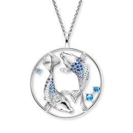 Engelsrufer Damen Kette mit Anh&auml;nger &raquo;Yin Yang Fisch&laquo; Made in Germany - mit Zirkonia (synth.) blau Silber 925 (Sterlingsilber), L: 50 B: 1,42mm
