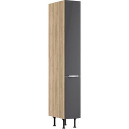 KOCHSTATION Apothekerschrank &raquo;KS-Aken&laquo; grau wildeiche Nachbildung, B/H/T: 30cm x 211,8cm x 58,4cm