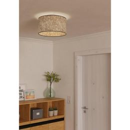 Eglo Deckenleuchte &raquo;BUTTERBURN&laquo; E27 1 Stk. Deckenleuchte, Wohnzimmerlampe mit getrockneten Birkenbl&auml;ttern, &Oslash; 38cm schwarz 1, &Oslash; 38cm H: 23,5cm, 1 Stk.