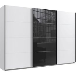 wimex Schwebet&uuml;renschrank &raquo;Norderstedt&laquo; INKLUSIVE 2 Stoffboxen und 2 zus&auml;tzliche Einlegeb&ouml;den, mit Glast&uuml;r wei&szlig; Holzwerkstoff Wei&szlig;, B/H/T: 313cm x 236cm x 