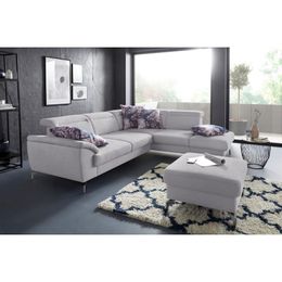 Sit & More sit&more Ecksofa &raquo;Percy L-Form&laquo; 12 cm Fu&szlig;h&ouml;he, Sitztiefenverstellung, wahlweise in 2 Fu&szlig;farben silber B/H/T: 270cm x 77cm x 235cm, Luxus-Microfaser 