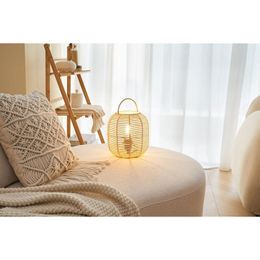 Tischleuchte &raquo;Boho Glow max20W Beige/Wei&szlig; 230V Metall/Rattan&laquo; E27 E27 beige 1, &Oslash; 21cm H: 29,5cm