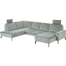Die PlanBar Wohnlandschaft &raquo;ZE-EM20028 U-Form, Breite 332 cm&laquo; wahlweise mit Kopfst&uuml;tzen und Sitztiefenverstellung grau 100% Polyester B/H/T: 332cm x 