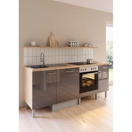 Optifit K&uuml;che &raquo;Lilly&laquo; Breite 210, wahlweise mit E-Ger&auml;ten schwarz B/H/T: 210cm x 90cm x 60cm, ohne E-Ger&auml;te