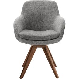 Musterring Esszimmerstuhl &raquo;Tavia&laquo; (Set) 2 Stk.Stativgestell Wildnussbaum, Drehfunktion optional, diverse Farben grau B/H/T: 62cm x 86cm x 66cm, 2 Stk., Chenille,