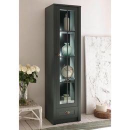 Home Affaire Vitrine &raquo;Ascot&laquo; H&ouml;he 197 cm gr&uuml;n Glas, Holzwerkstoff, MDF, Metall gr&uuml;n, B/H/T: 50cm x 197cm x 43cm, Schubladen: 1 Stk. T&uuml;ren: 1 Stk.