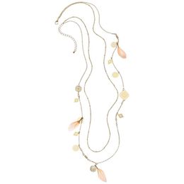 Lascana Damen Lascana Lange Kette &raquo;Layer Halskette, 2 Reihen&laquo; mit Kunstfedern, mehrreihige Halskette, Halsschmuck bunt Metall, L: 88