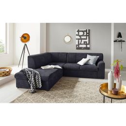 DOMO collection Ecksofa &raquo;Topper zeitlos elegant, kompakte Stellma&szlig;eL-Form&laquo; mit Ottomane, wahlweise mit Schlaffunktion blau B/H/T: 237cm x 78cm x 200cm