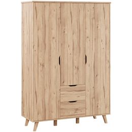 FORTE Dreht&uuml;renschrank &raquo;Vankka skandinavischer-Stil, viel Stauraum, ohne Griffe&laquo; B/H/T ca.140x200x52cm, Made in Europe, mit Einlegeb&ouml;den+Kleiderstange