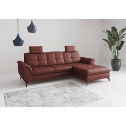 Sit & More sit&more Ecksofa &raquo;Zora&laquo; B/H/T: 262cm x 92cm x 164cm, NaturLEDER , Recamiere rechts, ohne Bett,ohne Bettkasten,R&uuml;cken Spannstoff