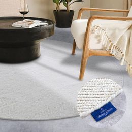 Villeroy & Boch Wollteppich &raquo;Francois&laquo; rund 7 mm H&ouml;he in rund, oval, L&auml;ufer, handgewebt, Wolle, Wohnzimmer, Schlafzimmer wei&szlig; Wolle &Oslash; 160cm 1 Stk., 7mm, &Oslash; 160cm