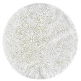 OTTO home Fellteppich &raquo;Alpa&laquo; rund 35 mm H&ouml;he Kunstfell, Uni Farben, sehr weich, waschbar wei&szlig; Polyester &Oslash; 80cm 1 Stk., 35mm, &Oslash; 80cm