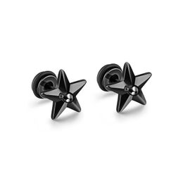 Firetti Damen Paar Ohrstecker &raquo;Schmuck Geschenk Ohrschmuck Fake Plug Star&laquo; grau 6,3mm, Edelstahl