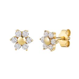 Firetti Damen Paar Ohrstecker &raquo;Schmuck Geschenk Gold 333 Ohrschmuck Ohrringe Blume&laquo; mit Zirkonia (synth.) 7mm, Gelbgold 333