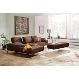 W.Schillig Ecksofa &raquo;run, Designsofa mit tollem Sitzkomfort, L-Form&laquo; mit Holzsockel, F&uuml;&szlig;e in Bronze pulverbeschichtet, Breite 299 cm braun Longlife 