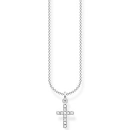 Thomas Sabo Damen Thomas Sabo Kette mit Anh&auml;nger &raquo;Kreuz pav&eacute;&laquo; mit Zirkonia (synth.) silber 45, Silber 925 (recycelt)