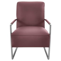 K+w Komfort & Wohnen K+W Komfort & Wohnen Cocktailsessel mit bezogenen Armlehnen, Gestell in Metall Edelstahloptik rot Leder CLOUD, B/H/T: 62cm x 77cm x 83cm