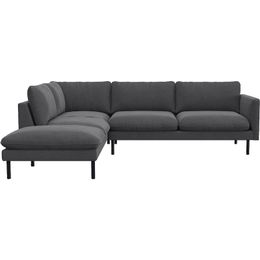 FLEXLUX Ecksofa &raquo;Bolzano Designsofa, bequem durch Kaltschaum im Sitz, L-Form&laquo; lose Sitz -& R&uuml;ckenkissen, hohe F&uuml;&szlig;e grau 100% Polyester B/H/T: 262cm x 