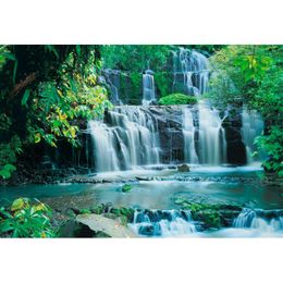 Komar Fototapete &raquo;Pura Kaunui Falls - Gr&ouml;&szlig;e 368 x 254 cm&laquo; bedruckt glatt Wohnzimmer, Schlafzimmer bunt Papier B/L: 368m x 254m, Rollen: 8