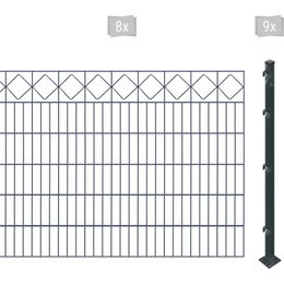 Arvotec Doppelstabmattenzaun &raquo;ESSENTIAL 120 zum Aufschrauben "Karo" mit Zierleiste&laquo; Zaunh&ouml;he 120 cm, Zaunl&auml;nge 2 - 60 m grau Kunststoff, Stahl H/L: 120cm x 