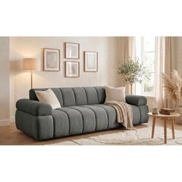 Home Affaire 3-Sitzer &raquo;LYOTH Design-Sofa, moderne Steppung, Breite 220 cm&laquo; mit Wellenunterfederung, gem&uuml;tlich und modern, komfortables Sitzgef&uuml;hl grau