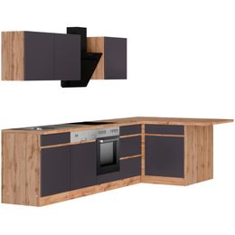 KOCHSTATION Winkelk&uuml;che &raquo;KS-Riesa&laquo; Stellbreite 340x150 cm, wahlweise mit oder ohne E-Ger&auml;te grau B/H/T: 340cm x 200cm x 60cm, ohne E-Ger&auml;te