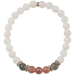 Firetti Damen Armband &raquo;Schmuck Geschenk Edelstahl Armschmuck Armkette Edelstein Perlen&laquo; Made in Germany - mit Labradorit, Strassstein, Quarz, 