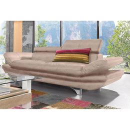 COTTA Polstergarnitur &raquo;Enterprise&laquo; Set, Set bestehend aus: 2-Sitzer mit Kopfteilverstellung & Hocker beige Luxus-Kunstleder,mit Kopfteilverstellung,