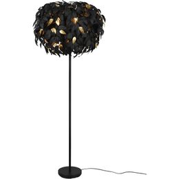 REALITY LEUCHTEN Stehlampe &raquo;Leavy&laquo; E14 1 Stk. warmwei&szlig; - kaltwei&szlig; Stehleuchte Blatt Design, Fu&szlig;schalter, exkl 3xE14 max 28W schwarz 3, &Oslash; 70cm H: 180cm