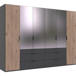 wimex Dreht&uuml;renschrank &raquo;Burgos by fresh to go&laquo; mit extra gro&szlig;en Schubladen, mit Spiegelt&uuml;ren grau Holzwerkstoff B/H/T: 300cm x 216cm x 58cm, Schubladen: 6 