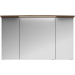 Badezimmerspiegelschrank &raquo;Serie 4010 Badezimmer-Spiegelschrank inkl. LED-Beleuchtung im Kranz&laquo; Badschrank 122 cm breit, 3 T&uuml;ren, 6 Glas-Einlegeb&ouml;den, 