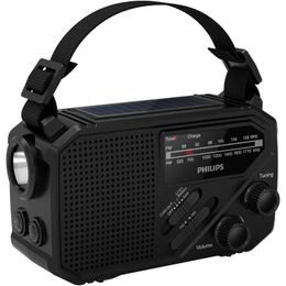 Philips Notfallradio &raquo;TAR1609/00 Solarradio Kurbelradio&laquo; ( AM-Tuner FM-Tuner 1 W) Kurbelradio, LED-Leuchte, lauter SOS-Alarm + Blinkleuchte, USB-C,USB-A SOS-