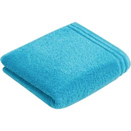 Vossen Badetuch &raquo;Calypso Feeling&laquo; mit schmaler Bord&uuml;re, aus 100% hochwerter Baumwolle, Vegan, einfarbig blau Walkfrottee, Obermaterial: 100% Baumwolle B/L: 