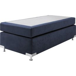 Westfalia Schlafkomfort Boxspringbett &raquo;Holland&laquo; ohne Kopfteil, frei im Raum stellbar blau Microvelours (100% Polyester) Microvelours Ohne Topper, Liegefl&auml;che B/L: 90cm x 