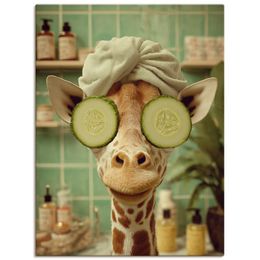 Artland Wandbild &raquo;Giraffe beim Spa&laquo; 1 Stk. tlg. als Alubild, Leinwandbild, Poster, Wandaufkleber in verschied. Gr&ouml;&szlig;en braun Leinwand B/H/T: 30cm x 40cm, 