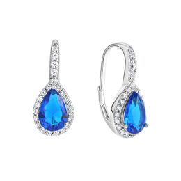 Firetti Damen Paar Ohrh&auml;nger &raquo;Schmuck Geschenk Silber 925 Ohrschmuck Patentbrisur Tropfen Glitzer&laquo; mit Kristallstein, Zirkonia (synth.) blau Silber 