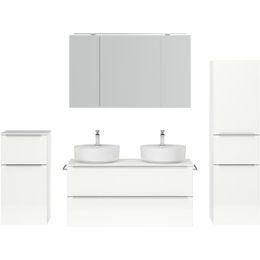 Nobilia Badm&ouml;bel-Set &raquo;Alvene&laquo; vormontiert, mit Soft-Close, 4 Stk. tlg. wei&szlig; B/H/T: 230cmcm x 184,2cmcm x 48,5cmcm,mit Spiegelschrank,Griffe 