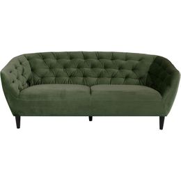 ACTONA GROUP 3-Sitzer &raquo;Ria Couch, Sofa,&laquo; Samtstoff, Massivholz-Beine, Taschenfederkern, Tufting, mit Armlehnen gr&uuml;n B/H/T: 191cm x 39,4cm x 84cm, 