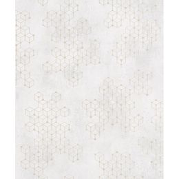 Vliestapete geometrisch moderne Tapete f&uuml;r Wohnzimmer Schlafzimmer K&uuml;che wei&szlig; Vlies B/L: 0,53m x 10,05m