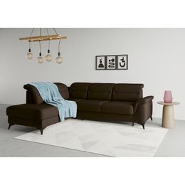 Sit & More sit&more Ecksofa &raquo;Sinatra L-Form&laquo; mit Ottomane, optional mit Kopfteilverstellung und Armteilfunktion braun 100% Polyester B/H/T: 251cm x 85cm x 220cm,