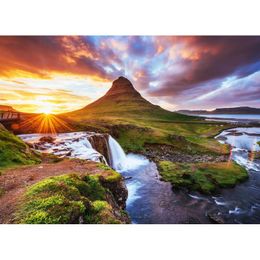papermoon Fototapete &raquo;Kirkjufel Waterfalls Iceland&laquo; glatt bunt Vlies B/L: 2,5m x 1,86m, Bahnen: 5 Stk.