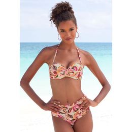 s.Oliver Damen s.Oliver B&uuml;gel-Bandeau-Bikini-Top &raquo;Bauhinia&laquo; im floralen Design beige 36, Cup D