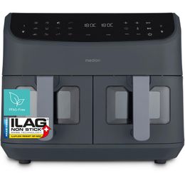 Medion Hei&szlig;luftfritteuse &raquo;MD 11760 P20XXL Twin&laquo; 2400 W Temperatur 50 - 200 &deg;C, ILAG Beschichtung, Sync-Finish Einheitsgr&ouml;&szlig;e Hei&szlig;luftfritteuse