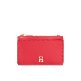 Tommy Hilfiger Damen Kartenetui &raquo;TH ICON LONG CC HOLDER&laquo;, Geldbeutel, Portemonnaie mit goldfarbenem TH-Schmuckelement rot Einheitsgr&ouml;&szlig;e