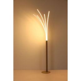 Globo LIGHTING Stehlampe &raquo;BIZZY&laquo; LED-Modul 1 Stk. LED Stehleuchte sandfarben, Touchdimmer, 3-Stufen, 3000K warm braun 1, &Oslash; 12cm H: 187cm, 1 Stk.